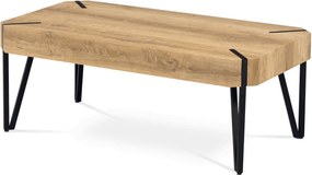 Konferenční stolek 110x60x43, MDF bělený dub, kov černý mat – stabilní kovová podnož Dub