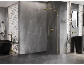 Mexen, Mexen Lunar L sprchová stěna pravá 90 x 200 cm, průhledná 8 mm, zlatá - 830L-090-000-50-00-P