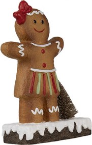 Hnědá vánoční dekorace holčička Perníček Gingerbread - 15*7*21 cm