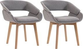 HOMCOM sada 2 ergonomických jídelních židlí světle šedá