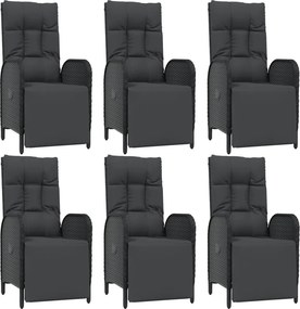 7dílný zahradní jídelní set s poduškami černý polyratan 3185077
