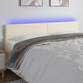 Čelo postele s LED krémové 200x5x78/88 cm umělá kůže 3121442