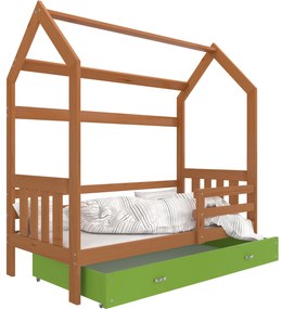 Dětská postel domeček se zábranou, úložným prostorem a matrací ZDARMA 190 x 80 cm - OLŠE