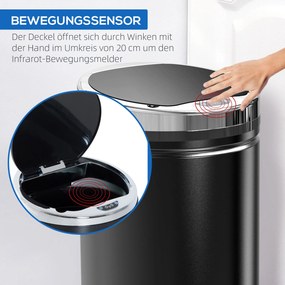 HOMCOM Odpadkový koš se senzorem 42 L, automatický odpadkový koš, nerezový kuchyňský kbelík s infračerveným senzorem, do kuchyně, jídelny