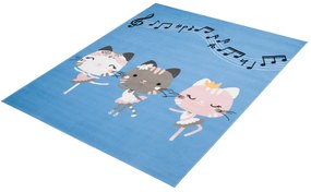 Chemex Dětský koberec Jolly Kids - kočičky 2 - modrý Rozměr koberce: 80x150 cm
