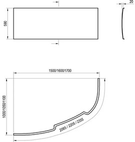 Ravak Asymmetric Panel 160 cm, pravý, CZ47100000