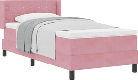 Postel s boxspringem s čelo Růžová 200 x 100 cm samet 3341407