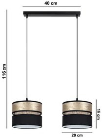 Lustr na lanku LIMA 2xE27/60W/230V zlatá/černá