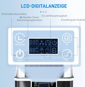 Výrobník kostek ledu Výrobník ledu 20kg/24h 2,3litrový výrobník kostek ledu s 3,2litrovou nádrží na vodu, černý