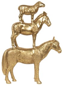 Zlaté dekorační sousoší koňů Cheval - 30*8*40 cm