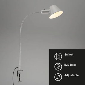 Brilo - Flexibilní stolní lampa s klipem 1xE27/10W/230V stříbrná