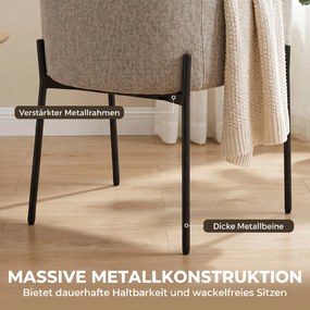 HOMCOM Chenille dekorativní křeslo – moderní čalouněné ergonomické křeslo s kovovými nohami, světle hnědé
