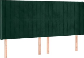 Box spring postel s matrací a LED tmavě zelená 180x200 cm samet 3139700
