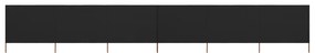 6dílná zástěna proti větru látková 800 x 80 cm černá - Default Title