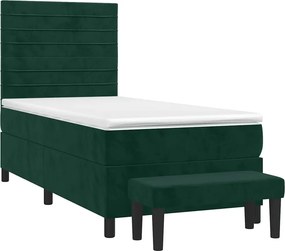 Box spring postel s matrací tmavě zelená 90x200 cm samet 3137884