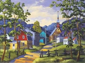 NORIMPEX Diamantové malování Barevné město v horách / 30x40 cm