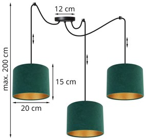 Závěsné svítidlo MEDIOLAN SPIDER, 3x textilní stínítko (výběr z 10 barev), (výběr ze 2 barev konstrukce), G