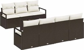 Set pohovek 8 ks 7-Počet míst Hnědá a krémová polyratan 3346288