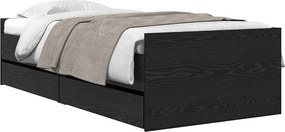 Rám postele Černý dub 100 x 200 cm Masivní borové dřevo 3403203