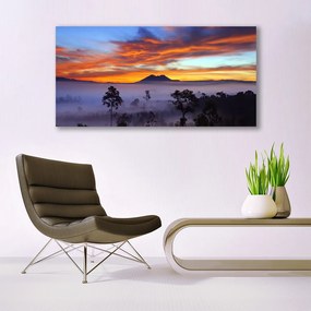 akrylový obraz Stromy Mlha Krajina 120x60 cm
