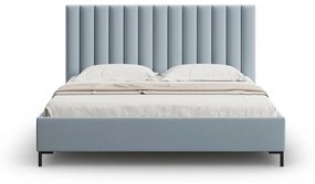 Světle modrá čalouněná dvoulůžková postel s úložným prostorem s roštem 200x200 cm Casey – Mazzini Beds