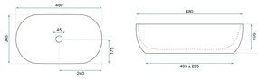 Rea Amelia Warm, umyvadlo na desku 480x345x135 mm, imitace kamene, REA-U3001