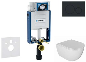 Geberit Kombifix - Set předstěnové instalace, klozetu Oudee a sedátka softclose, tlačítko Sigma20, matná černá/černá SANI15CA5114
