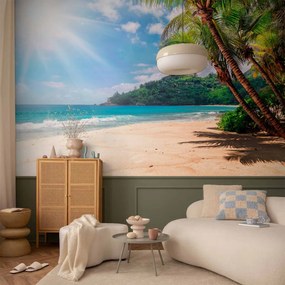 Fototapeta Ve stínu přírody - fotografie sluncem ozářené pláže s palmami