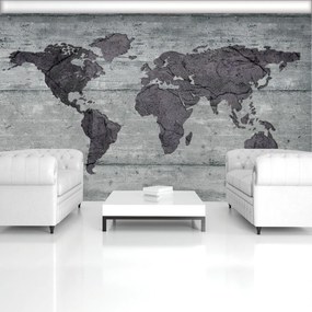 Fototapeta - Mapa světa na betonu (152,5x104 cm)