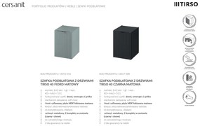 Cersanit Tirso, závěsná umyvadlová skříňka 594x447x572 mm + keramické umyvadlo, černá matná, S801-586