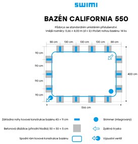 Technypools Bazénový set CALIFORNIA 550 5,66 x 4,00 x 1,25 m (0607K) Barva: modrá