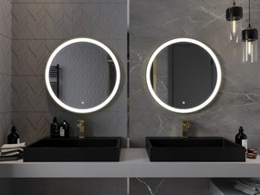 Mexen Esso, kulaté LED podsvícené koupelnové zrcadlo 70 cm, 6000K, topná podložka proti zamlžování, zlatý rám, 9825-070-070-611-50