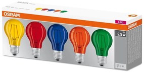 5 ks vícebarevná LED žárovka E27 2,5 W ST CLAS, studená bílá