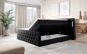 K&M postele Boxspring postel QUEEN s úložným prostorem, LED a USB Velikost postele: 140 × 200 cm, Výběr matrace: Taštičková zónová matrace - měkká (7…