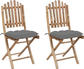 vidaXL Skládací zahradní židle s poduškami 2 ks bambus [3064002] Barva: Černá