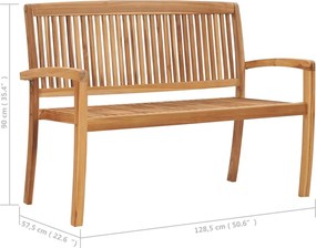 vidaXL Marketos Stohovatelná zahradní lavice s poduškou 128,5 cm masivní teak