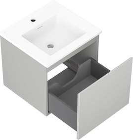 Mexen Orio, koupelnová skříňka 50 cm s umyvadlem Otis, 1 zásuvka, šedá matná/bílá matná, 91A10-05047-1-BF62-W18M01