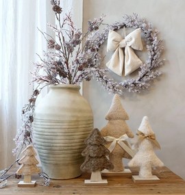 Sada 2ks vánoční stromek z plsti s mašlemi – 18*33 / 14*24 cm