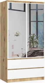 Šatní skříň S90 2D2SZ se zrcadlem dub artisan/bíla