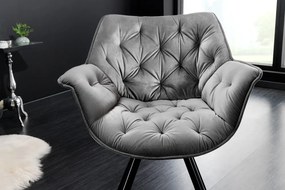 Designová otočná židle Kiara II šedý samet