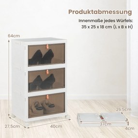 Costway 3-patrové úložné boxy s víkem a magnetickými průhlednými dveřmi