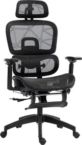 HOMCOM Ergonomická kancelářská židle s opěrkami, opěrkou hlavy, bederní oporou, výškově nastavitelná, otočná židle s funkcí houpání, sklopným mechanis