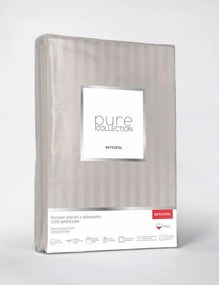Detexpol Bavlněné povlečení 140x200 béžové jednobarevné pruhované damaškové povlečení 1 cm Pure - VÝPRODEJ