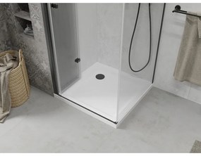 Mexen Lima skládací sprchový kout 70 x 70 cm, Průhledné, Černá + sprchová vanička Flat, Bílá - 856-070-070-70-00-4010B