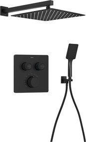 Sapho Smart Select - Sprchový set s termostatem pod omítku, s tělesem, 30x30 cm, matná černá RP042B-01