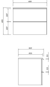 Cersanit - VIRGO závěsná skříňka pod umyvadlo s deskou 60cm, bílá-černá, S522-019