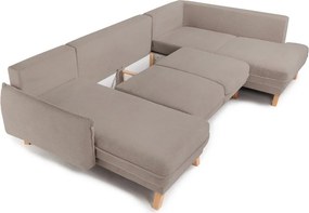 Taupe manšestrová rozkládací/s úložným prostorem rohová pohovka (pravý roh/do "U") Tori – Bonami Selection