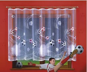 Žakárová dětská záclona Fotbal, bílá, výška 170cm/150cm metráž výška: 150cm