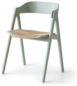 Světle zelená jídelní židle z bukového dřeva s ratanovým sedákem Findahl by Hammel Mette