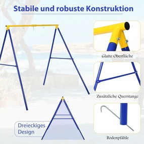 Costway Robustní kovová houpačka Rám zahradní houpačka A-frame modrá +